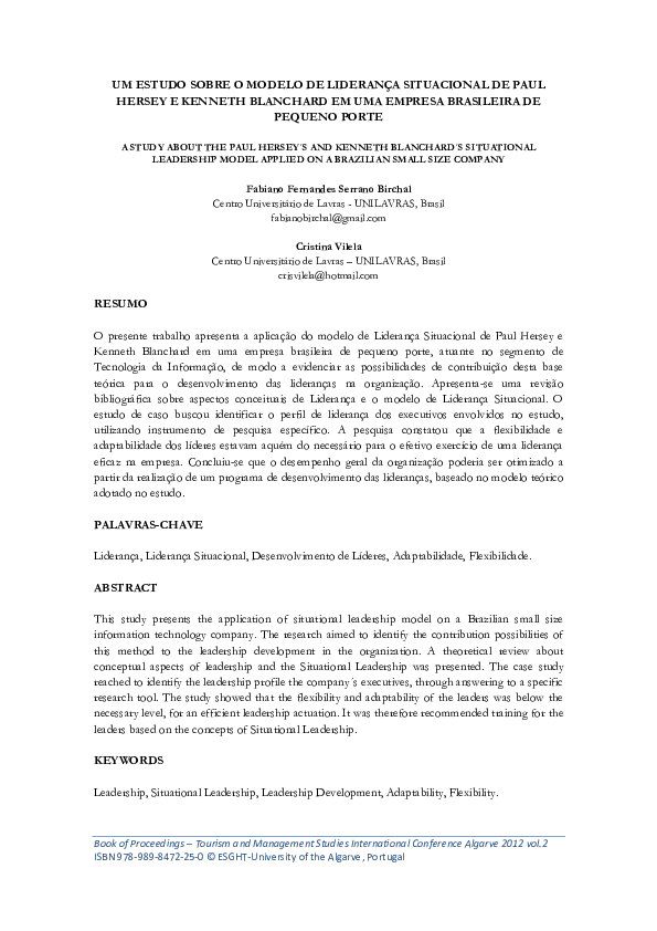 (PDF) A Study About the Paul Hersey´s and Kenneth Blanchard´s ...