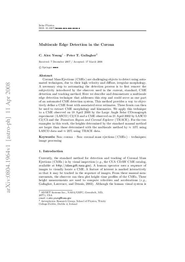 (PDF) Multiscale Edge Detection in the Corona