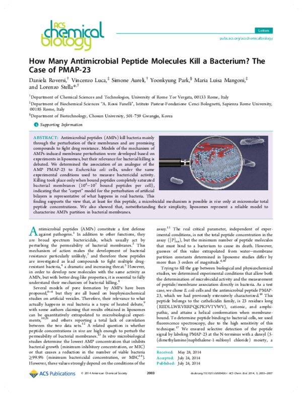 (PDF) How Many Antimicrobial Peptide Molecules Kill a Bacterium? The ...