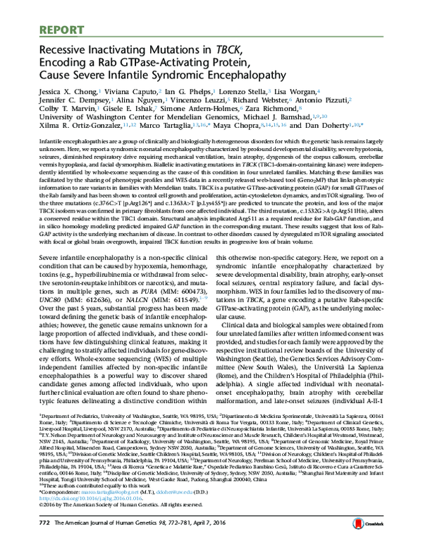 (PDF) Recessive Inactivating Mutations in TBCK, Encoding a Rab GTPase ...