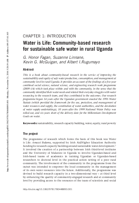 (PDF) CHAPTER 1 - Introduction: Water is Life: Community-based research ...