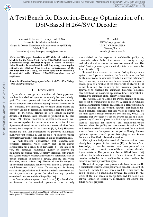 (PDF) A Test Bench for Distortion-Energy Optimization of a DSP-Based H ...