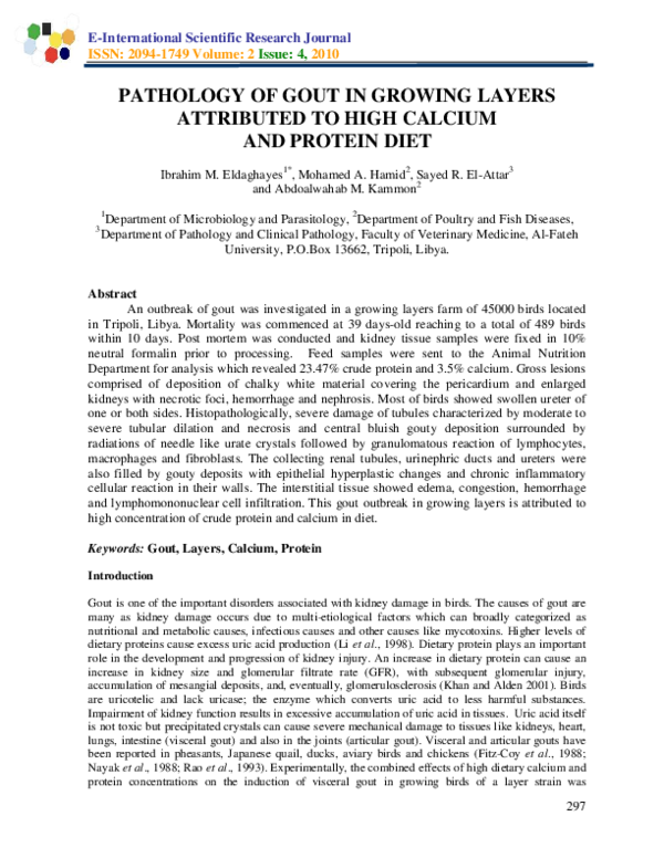 (PDF) Pathology of gout in growing layers attributed to a high calcium ...