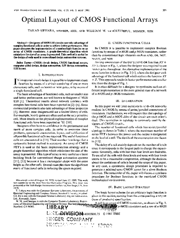 (PDF) Optimal Layout of CMOS Functional Arrays
