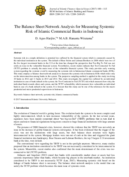 (PDF) The Balance Sheet Network Analysis for Measuring Systemic Risk of ...
