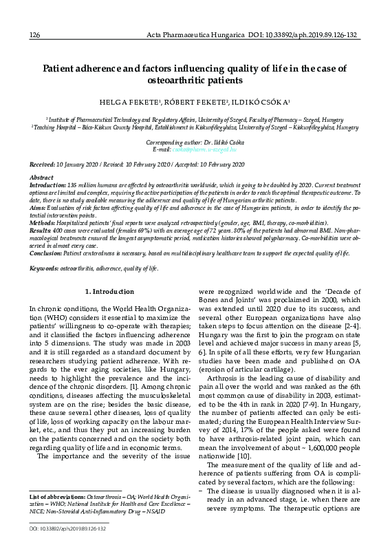 (PDF) Patient adherence and factors influencing quality of life in the ...