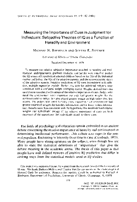 (PDF) Measuring the importance of cues in judgment for individuals: Subjective theories of IQ as ...