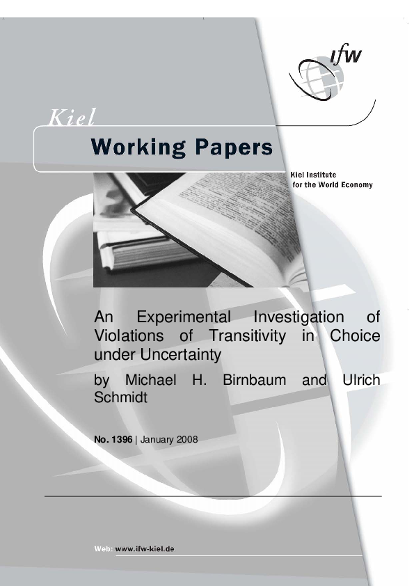 (PDF) An experimental investigation of violations of transitivity in choice under uncertainty