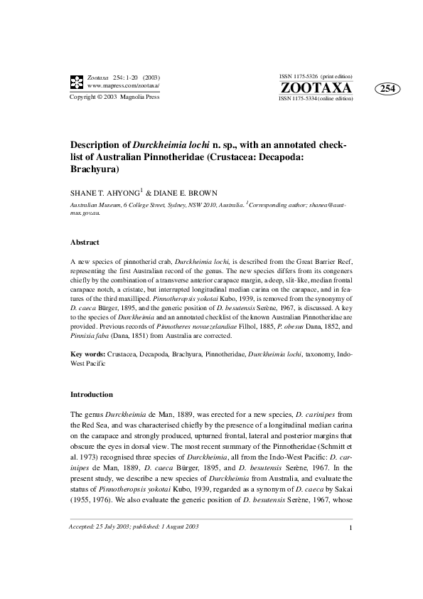 (PDF) Description of Durckheimia lochi n. sp., with an annotated ...