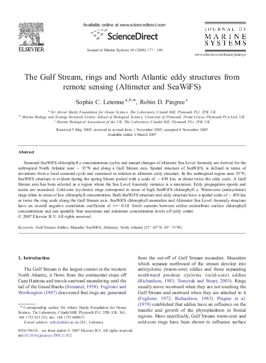 (PDF) The Gulf Stream, rings and North Atlantic eddy structures from ...