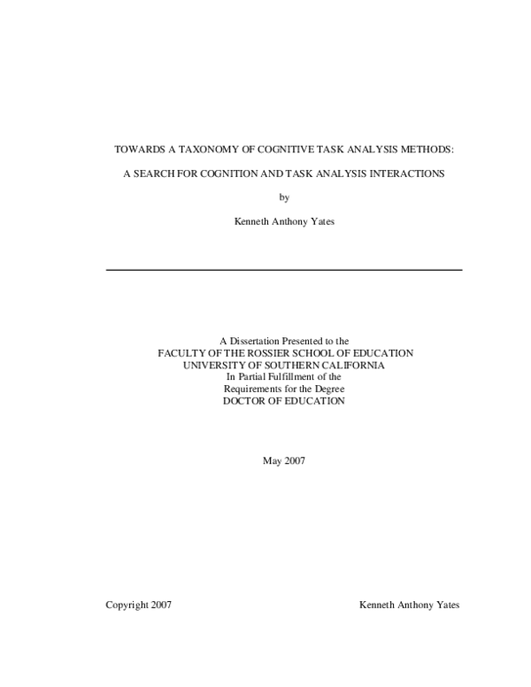 (PDF) Towards a taxonomy of cognitive task analysis methods: A search for cognition and task ...