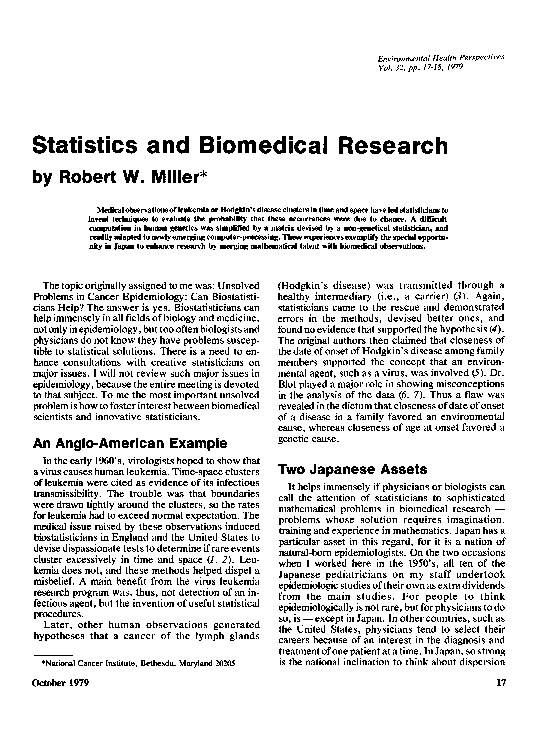 (PDF) Statistics and Biomedical Research