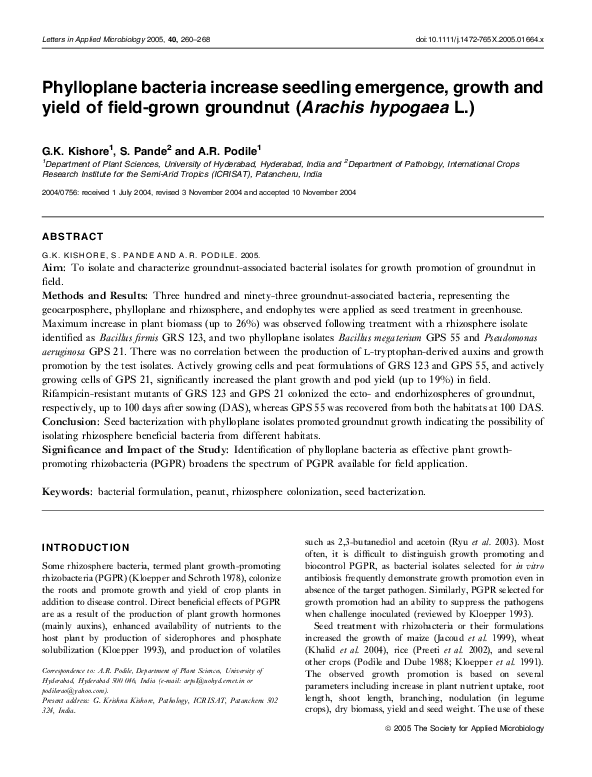 (PDF) Phylloplane bacteria increase seedling emergence, growth and ...