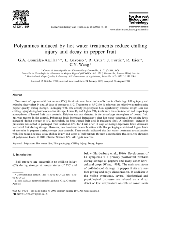 (PDF) Hot Water Treatments Reduce Decay in Peppers
