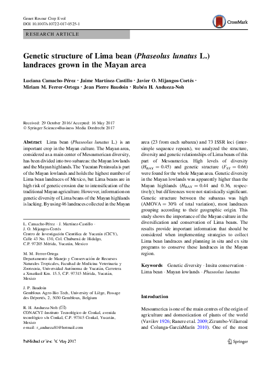 (PDF) Genetic structure of Lima bean (Phaseolus lunatus L.) landraces ...
