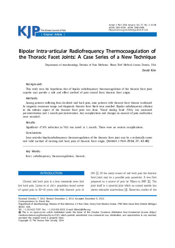 (PDF) Bipolar Intra-articular Radiofrequency Thermocoagulation of the ...