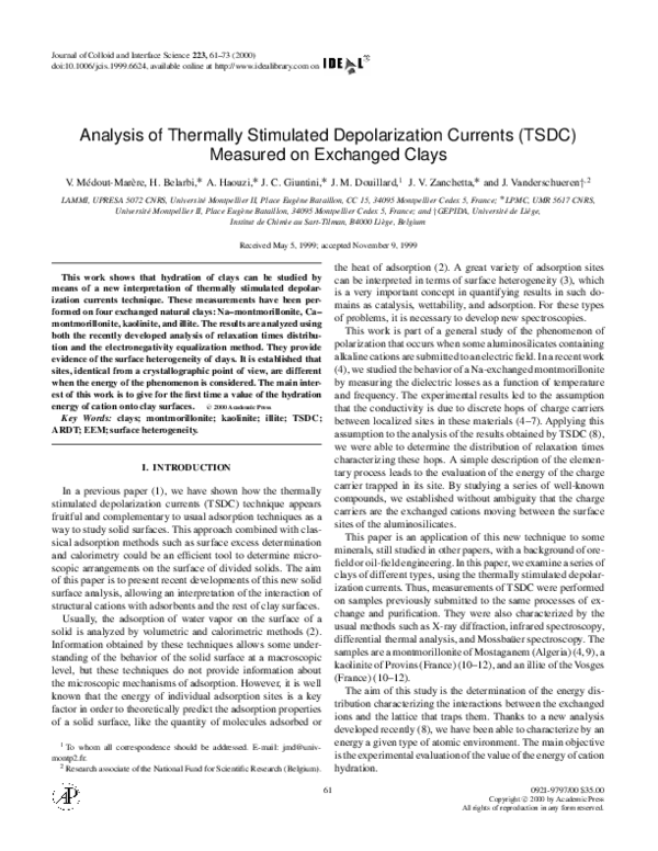 (PDF) Analysis of Thermally Stimulated Depolarization Currents (TSDC ...