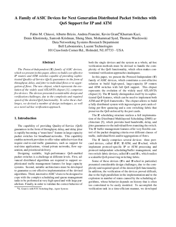 (PDF) A family of ASIC devices for next generation distributed packet switches with QoS support ...