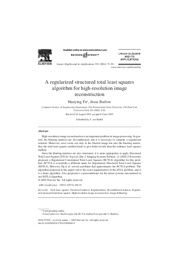 (PDF) A regularized structured total least squares algorithm for high-resolution image ...