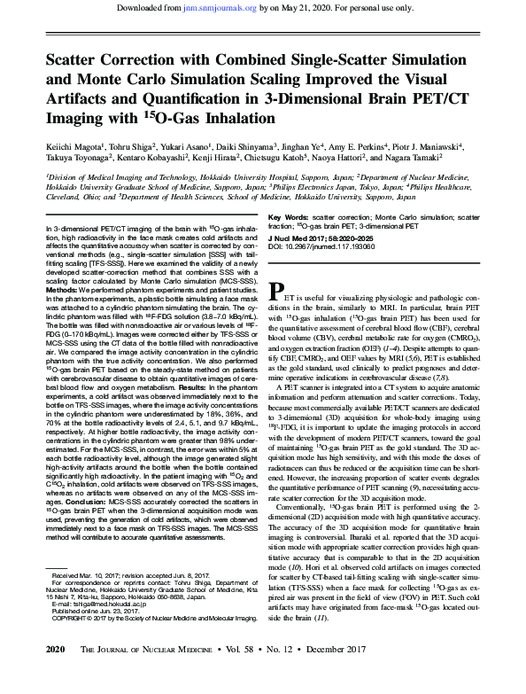 (PDF) Scatter correction with combined single-scatter simulation and Monte Carlo simulation ...