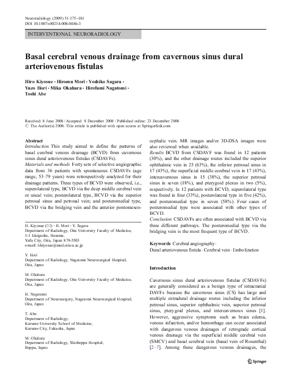 (PDF) Basal cerebral venous drainage from cavernous sinus dural ...