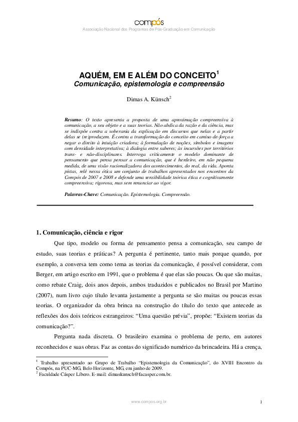(PDF) AQUÉM, EM E ALÉM DO CONCEITO1 Comunicação, epistemologia e ...