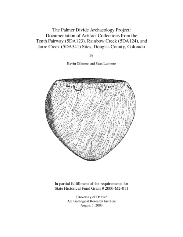 (PDF) The Palmer Divide Archaeology Project: Documentation of Artifact ...