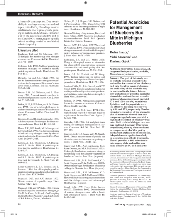 (PDF) Potential Acaricides for Management of Blueberry Bud Mite in ...