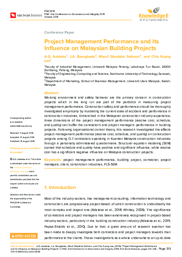 (PDF) Project Management Performance and Its Influence on Malaysian ...