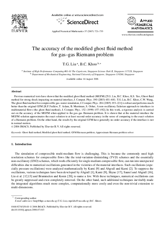 (PDF) The accuracy of the modified ghost fluid method for gas–gas Riemann problem