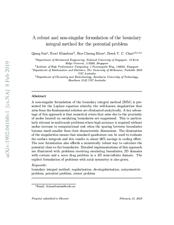 (PDF) Non-Singular Boundary Integral Method for Laplace