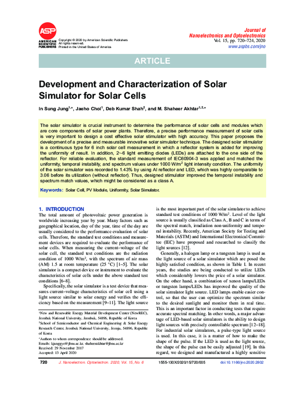 (PDF) Development and Characterization of Solar Simulator for Solar Cells