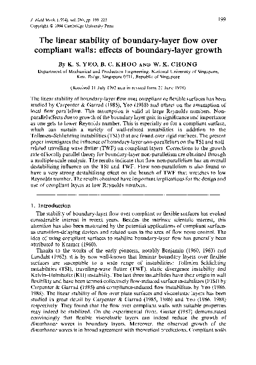 (PDF) The linear stability of boundary-layer flow over compliant walls: effects of boundary ...