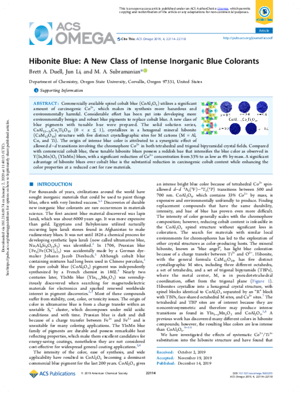 (PDF) Hibonite Blue: A New Class of Intense Inorganic Blue Colorants ...