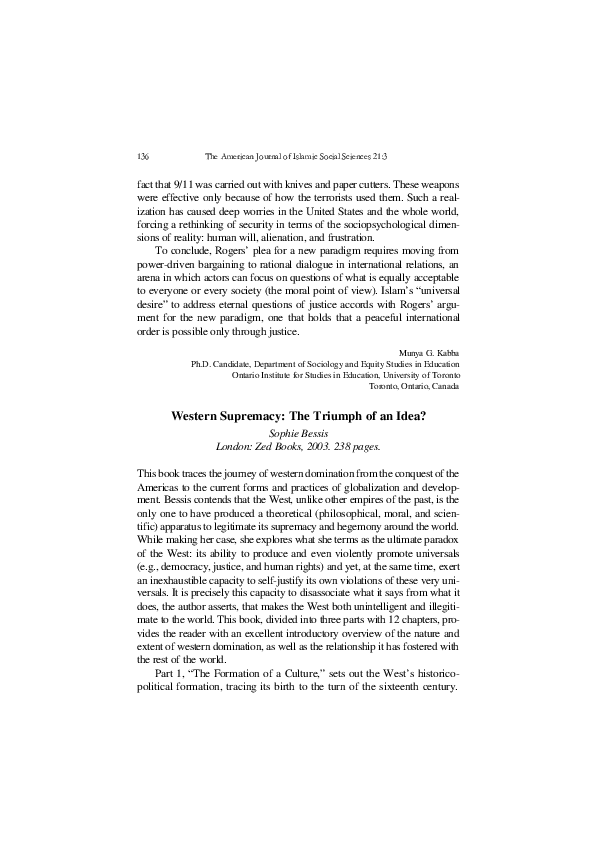 (PDF) Review of: Western supremacy: Triumph of an idea?