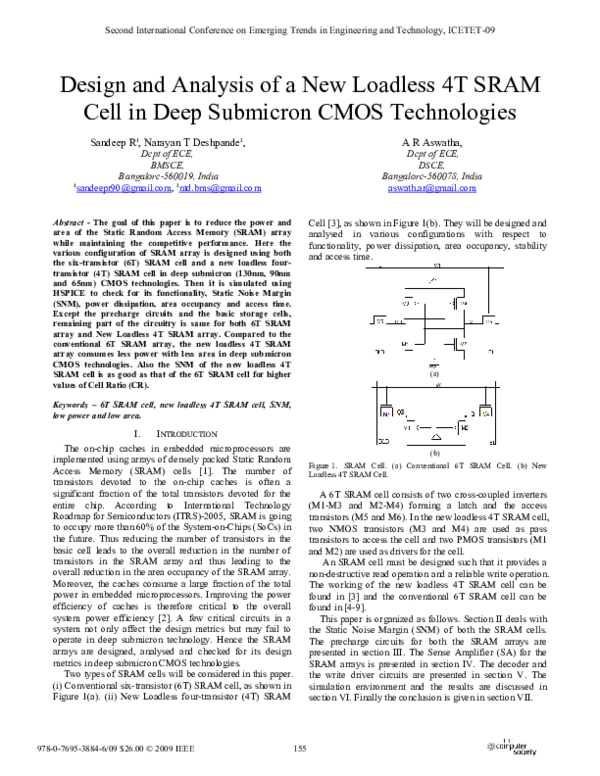 (PDF) Design and Analysis of a New Loadless 4T SRAM Cell in Deep Submicron CMOS Technologies