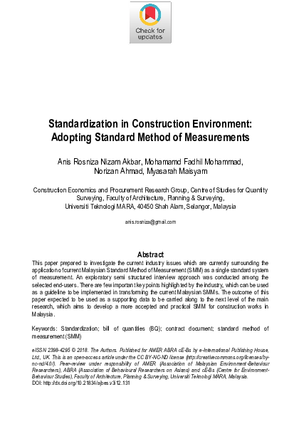 (PDF) Standardization in Construction Environment: Adopting standard ...
