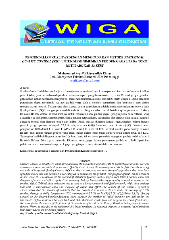 (PDF) Pengendalian Kualitas Dengan Menggunakan Metode Statistical ...