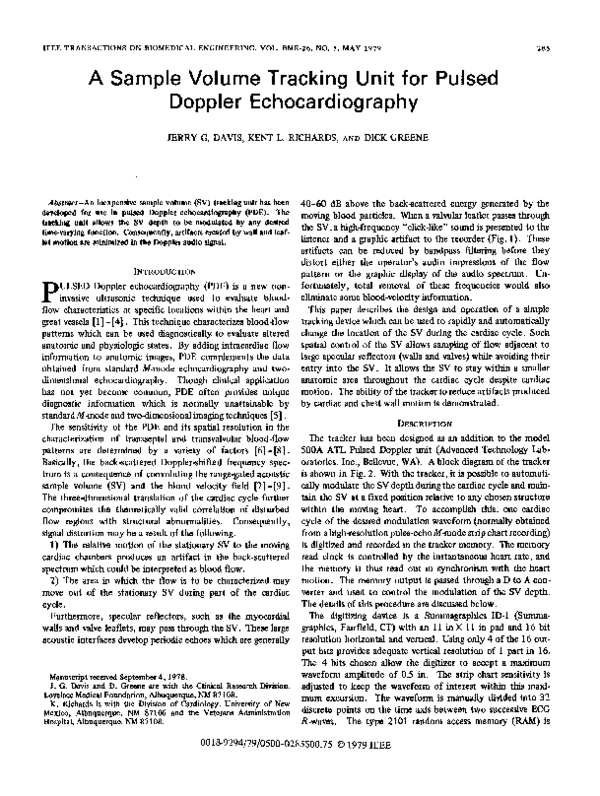 (PDF) A Sample Volume Tracking Unit for Pulsed Doppler Echocardiography