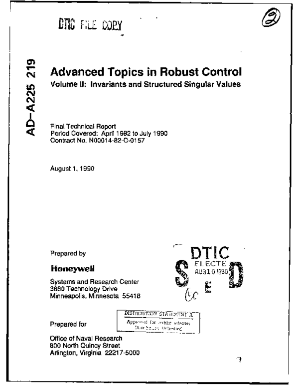 (PDF) Advanced Topics in Robust Control. Volume 2. Invariants and Structured Singular Values