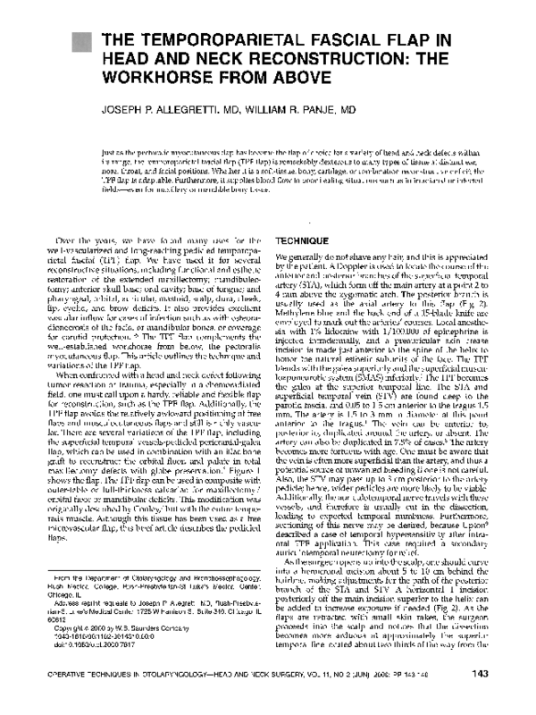 (PDF) The temporoparietal fascial flap in head and neck reconstruction ...