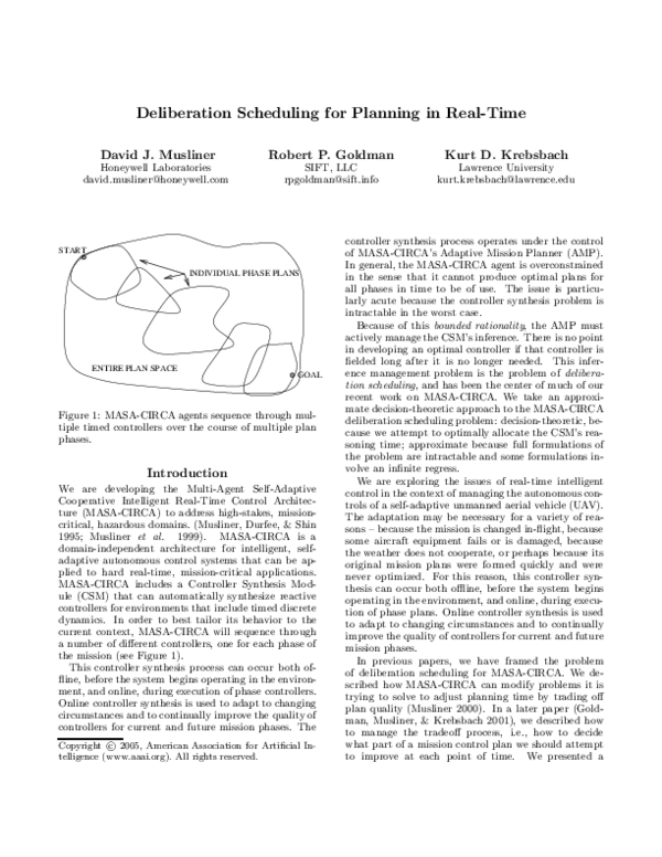 (PDF) Deliberation Scheduling for Planning in Real-Time