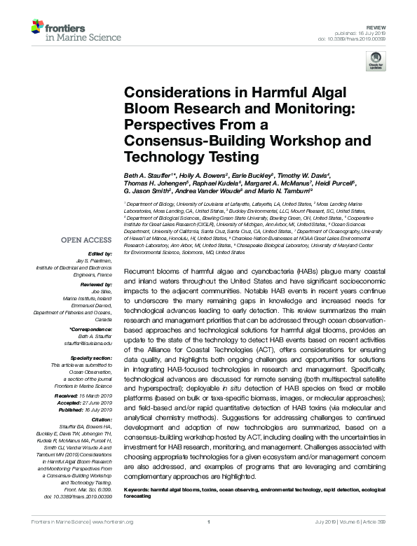 (PDF) Considerations in Harmful Algal Bloom Research and Monitoring ...