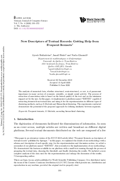 (PDF) New Descriptors of Textual Records: Getting Help from Frequent ...