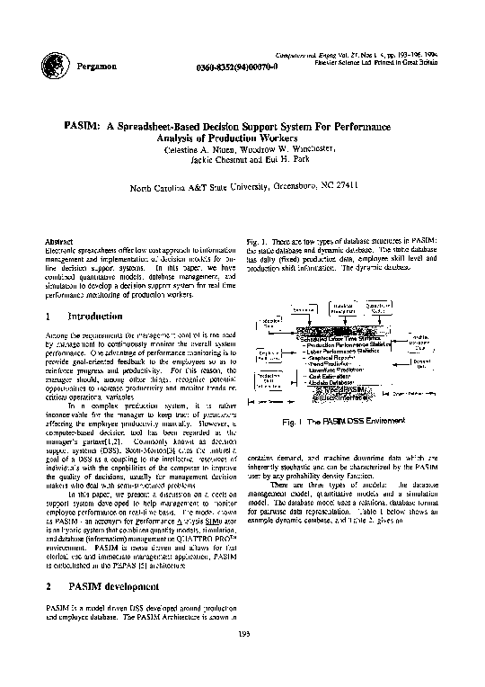 (PDF) PASIM: A spreadsheet-based decision support system for ...