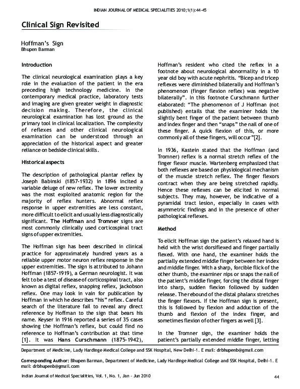 (PDF) Hoffman’s Sign