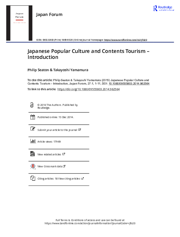 (PDF) Japanese Popular Culture and Contents Tourism – Introduction