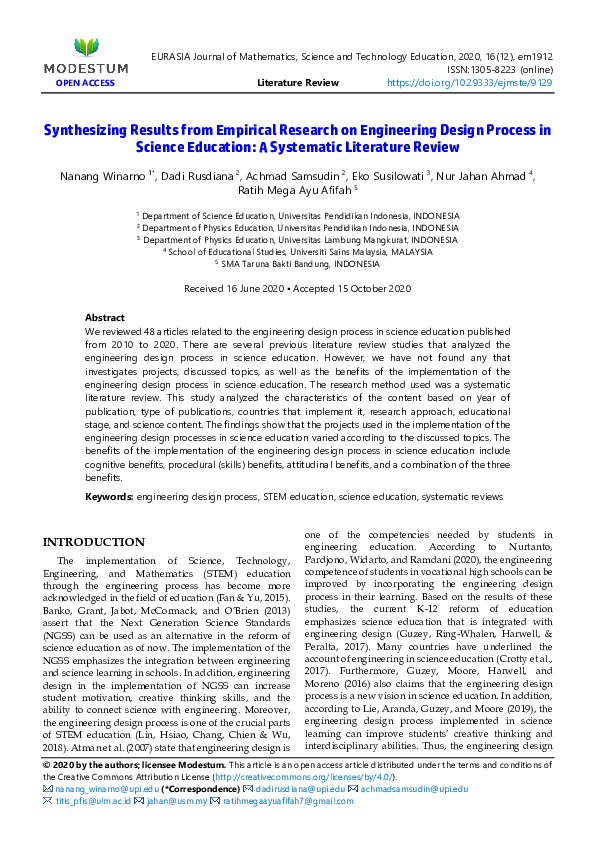 (PDF) Synthesizing Results from Empirical Research on Engineering ...