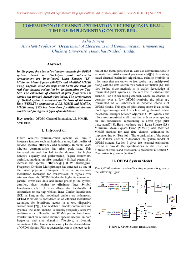 (PDF) Comparison of Channel Estimation Techniques in Real- Time by ...
