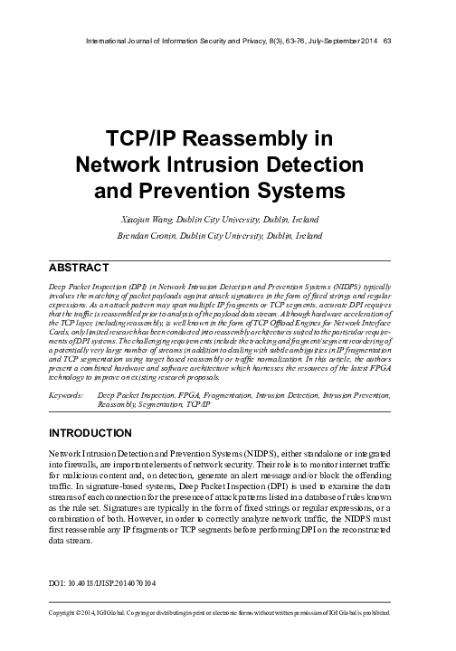 (PDF) TCP/IP Reassembly in Network Intrusion Detection and Prevention ...